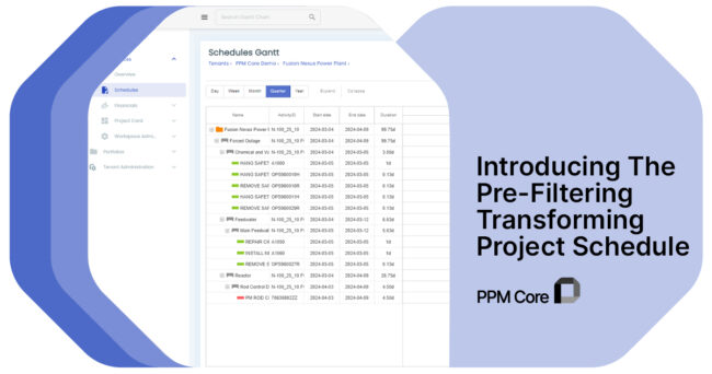 Introducing the Pre-Filtering Transforming Project Schedule Introducing the Pre-Filtering Transforming Project Schedule